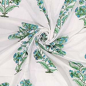 Trade Star 3 Yard Hand Block Print Fabric 100% Cotton Fabric for Sewing Crafting Dressmaking Running Natural Dye Sanganeri Indian Bird Print Fabric by The Yard Width 44 Inches(Pattern 4)