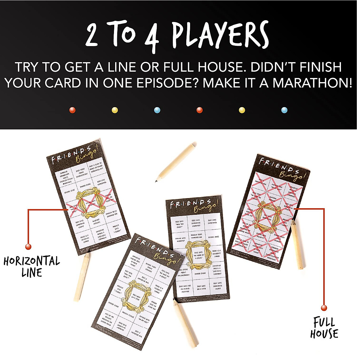 Paladone Friends TV Show Bingo Game - Play While Watching Your Favorite Show - Great Party Game, Red, PP8204FR