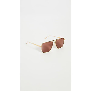 Bottega Veneta Geometric Navigator Sunglasses, Gold/Gold/Brown, One Size