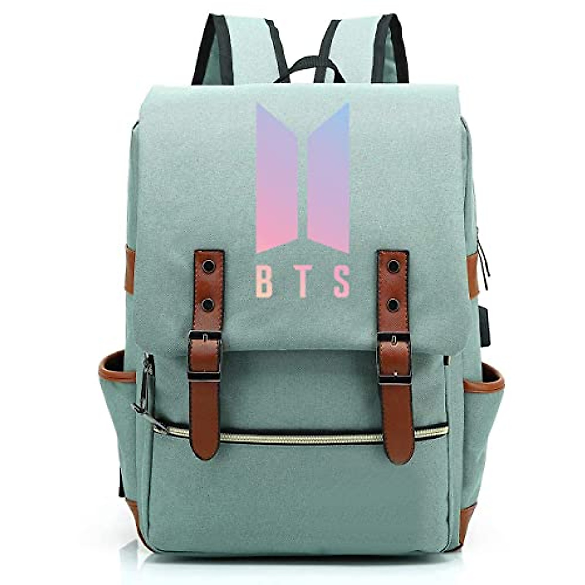 WGEEEY Kpop BTS School Backpack Merchandise, BTS Book Bag Casual Backpack for Army Gifts Green