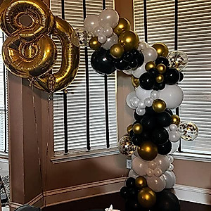 DKCPISCO Black Gold Balloons Garland Kit, 122PCS Black Metallic Gold Confetti Latex Balloons Arch Kit for Graduation Birthday Weddings with long strip and balloon dot glue
