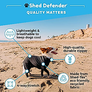Shed Defender Sport Dog Onesie - Seen on Shark Tank, Shedding Bodysuit for Dogs, Anxiety Vest, Calming Shirt, Hot Spots, Allergy Tick & UV Protection, Recovery Suit, Full Body Shed Suit, Vet Approved