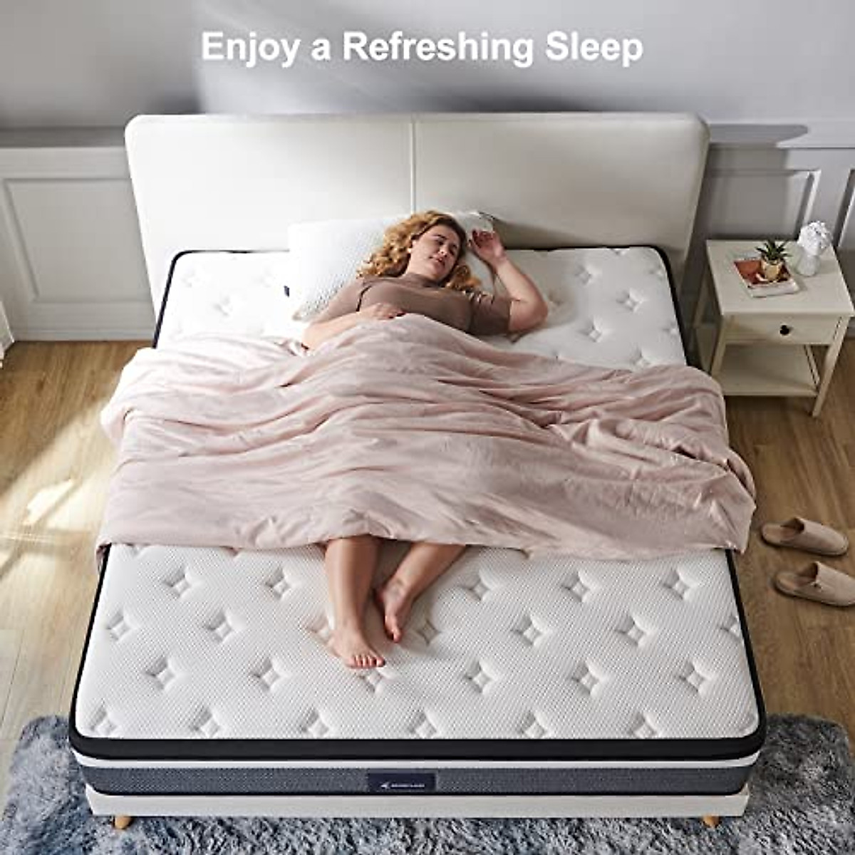S SECRETLAND King Mattress, 12 inch Individually Wrapped Coils Innerspring Mattress, Pocket Spring Hybrid Mattresses with CertiPUR-US Certified Foam, Plush Yet Supportive
