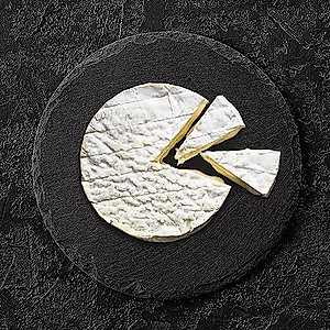 Round Slate Platter Plates, Appetizer and Cheese Plates,10”x10” Black Stone Charcuterie Boards,Sushi Mat,Cake and Pastry Tray（25x25cm,2pc）…