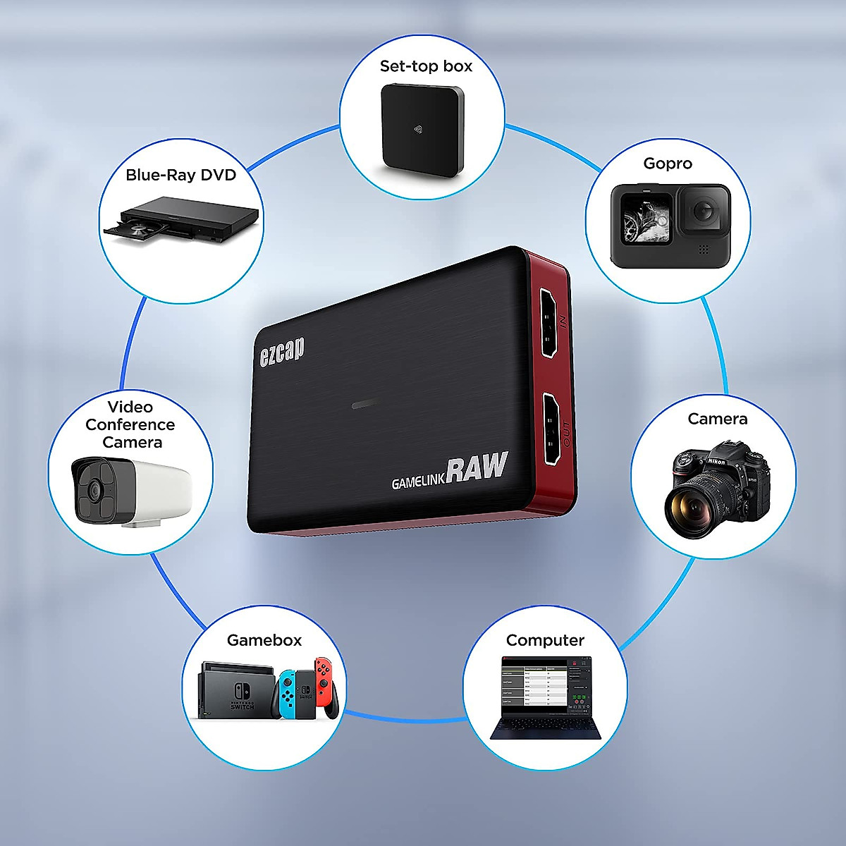 USB3.1 Game Capture Card 4K30, Game Link Raw 4K HDMI Video Capture Live Streaming Record 4K 30 FPS or 1080p120, 1440p60, HDMI Capture Card Compatible with PS5, PS4, Xbox One, Xbox 360, Switch