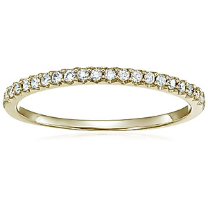 Vir Jewels 1/6 cttw Micro Pave Diamond Wedding Band for Women in 10K Yellow Gold Prong Set, Size 7.5