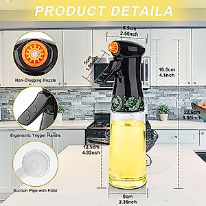 Honbuty Olive Oil Sprayer for Cooking - 200ml Glass Oil Dispenser Bottle Spray Mister - Refillable Food Grade Oil Vinegar Spritzer Sprayer Bottles for Kitchen, Air Fryer, Salad, Baking, Grilling