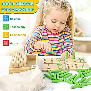 DINORUN Counting Peg Board Math Manipulatives Materials Montessori Toys for 2 Year Old - Home Schooling Materials Pre-K Montessori Toys for 3+ Year Old Montessori Math and Numbers for Kids