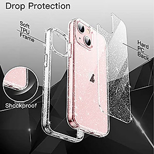 JETech Glitter Case for iPhone 13 6.1-Inch, Bling Sparkle Shockproof Phone Bumper Cover, Cute Sparkly for Women and Girls (Clear)