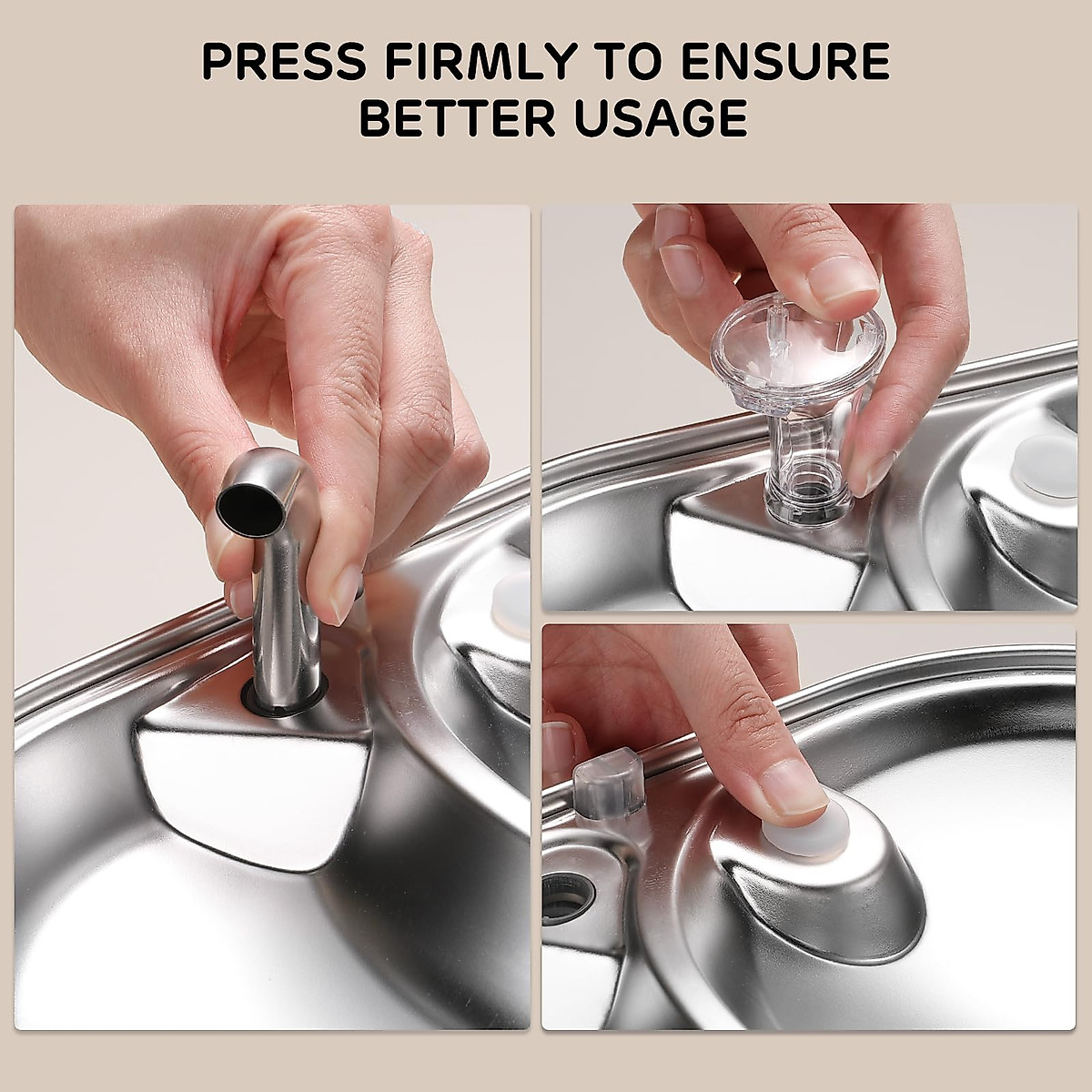 iPettie Water Fountain Filters Kits for Twins Cat Water Fountain Stainless Steel with Two Spouts, IP-WF-S05-F4, 4 x Carbon Filter, 4 x Sponge Filter