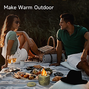 Tabletop Fire Pit- Unique Shaped Rock Tabletop Fireplace with Lid and Pat Alcohol Portable Table Top Fire Pit, Mini Personal Somkeless Fireplace Indoor/Outdoor Long Time Burning