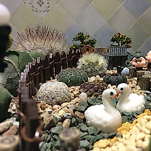 Galaoma 40 Inch Miniature Fairy Garden Micro-Landscape Ornament Trim Fence Small Flower Plant Pot Best Decor Christmas Moss Wooden Crafts DIY Brown