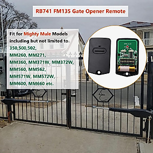 RB741 for Mighty Mule Gate Opener Remote, 318MHZ Gate Remote Control for GTO Gate Openers, 9 Dip FM135 Gate Transmitter for MM371W MM572W etc. Gate Clicker Garage Door Entry Controller (5 Pack)