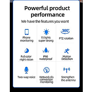 VSVABEFV PTZ WiFi Security Camera Outdoor, 1080P Home WiFi IP Camera, HD Wireless Surveillance Camera, Waterproof Two Way Audio Motion Detection Clear Night Vision Surveillance Cam