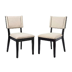 Modway Esquire Upholstered Fabric Dining Side Chairs in Beige-Set of 2
