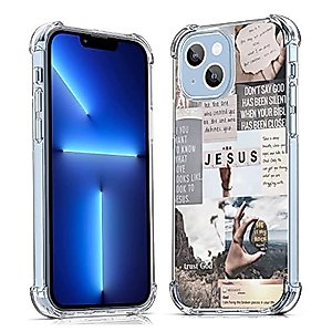 Jesus Quotes Case for iPhone 13 Mini,Christian Motivational Bible Verse Collage Pattern Case for Men Women,Unique Design Soft TPU iPhone 13 Mini Bumper Case