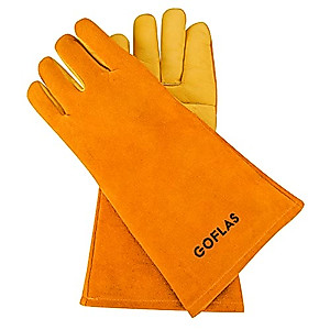 Welding Gloves, Welder Gloves 14 Inch Leather Heat Resistant Forge Welders Gloves for Mig/Tig/Arc Welder