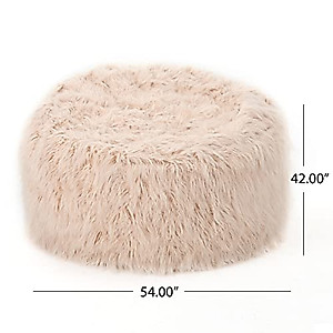 Christopher Knight Home Faux Fur Faux Fur Beanbag, 5', Pastel Pink