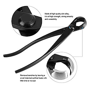 Bonsai Concave Branch Cutter, 204mm / 8.03in Zinc Alloy Knob Branch Cutter with Round Household Gardening Bonsai Tools Round Knob Cutter for Home Garden Use, Black