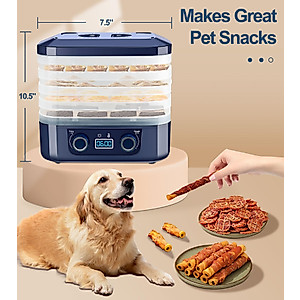 LanAqua Food Dehydrator Machine, Dehydrator for Food and Jerky with Adjustable Temperature(95-158°F) & 48H Timer, Digital Food Dehydrator with 5-Trays, Electric Food Dryer for Meat, Pet Treats, Herbs