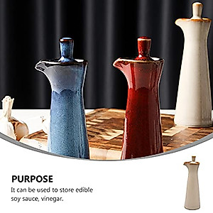 Cabilock Ceramic Soy Sauce Bottle Porcelain Vinegar Pot Olive Oil Pot Container Dispenser Beauty Cosmetic Storage Jar for Home and Salon White