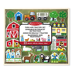 Melissa & Doug Wooden Farm and Tractor Play Set (33 pcs)
