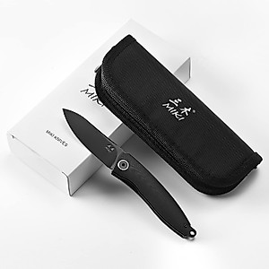 Miki Camping Pocket Folding Japanese Knife for EDC, 2.72" Blade Small Knife, Handle with Black PVD Steel and G10, w/ D2 Black PVD Steel Blade, Camping Outdoor for Everyday Carry