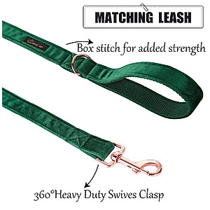 ARING PET Dog Leash, Velvet Dog Leashes Matching Dog Collars, Handmade Strong Dark Green Christmas Dog Leash for Small Medium Large Dogs