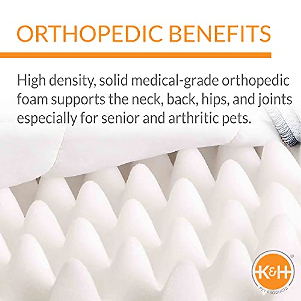 K&H PET PRODUCTS Superior Orthopedic Dog Bed Gray/Paw Large 35 X 46 X 4 Inches