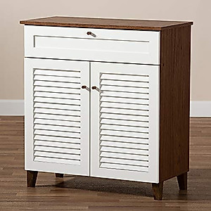 Baxton Studio Shoe Cabinets, White/Walnut