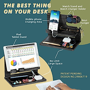 ZAPUVO Gifts for Dad Husband Men Christmas Xmas Birthday Ideas from Daughter Son Wife, Wood Phone Docking Station Nightstand Organizer, Unique Anniversary Stocking Stuffers for Him Boyfriend Gifts