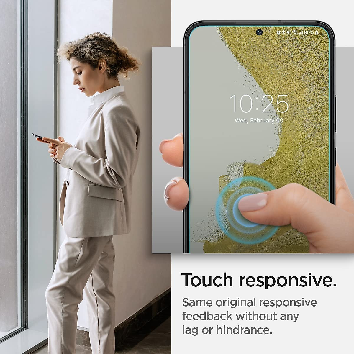 Spigen Tempered Glass Screen Protector [Glas.tR EZ Fit] designed for Galaxy S22 [Case Friendly] - 2 Pack