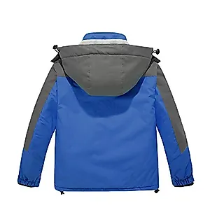 MDENOVO Boy's Waterproof Ski Jacket Snow Windproof Fleece Winter Coat Hooded(Blue,10-12)