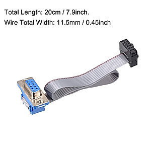 uxcell IDC Wire Flat Ribbon Cable DB9 Female to FC-10 Female Connector 2.54mm Pitch 20cm Length