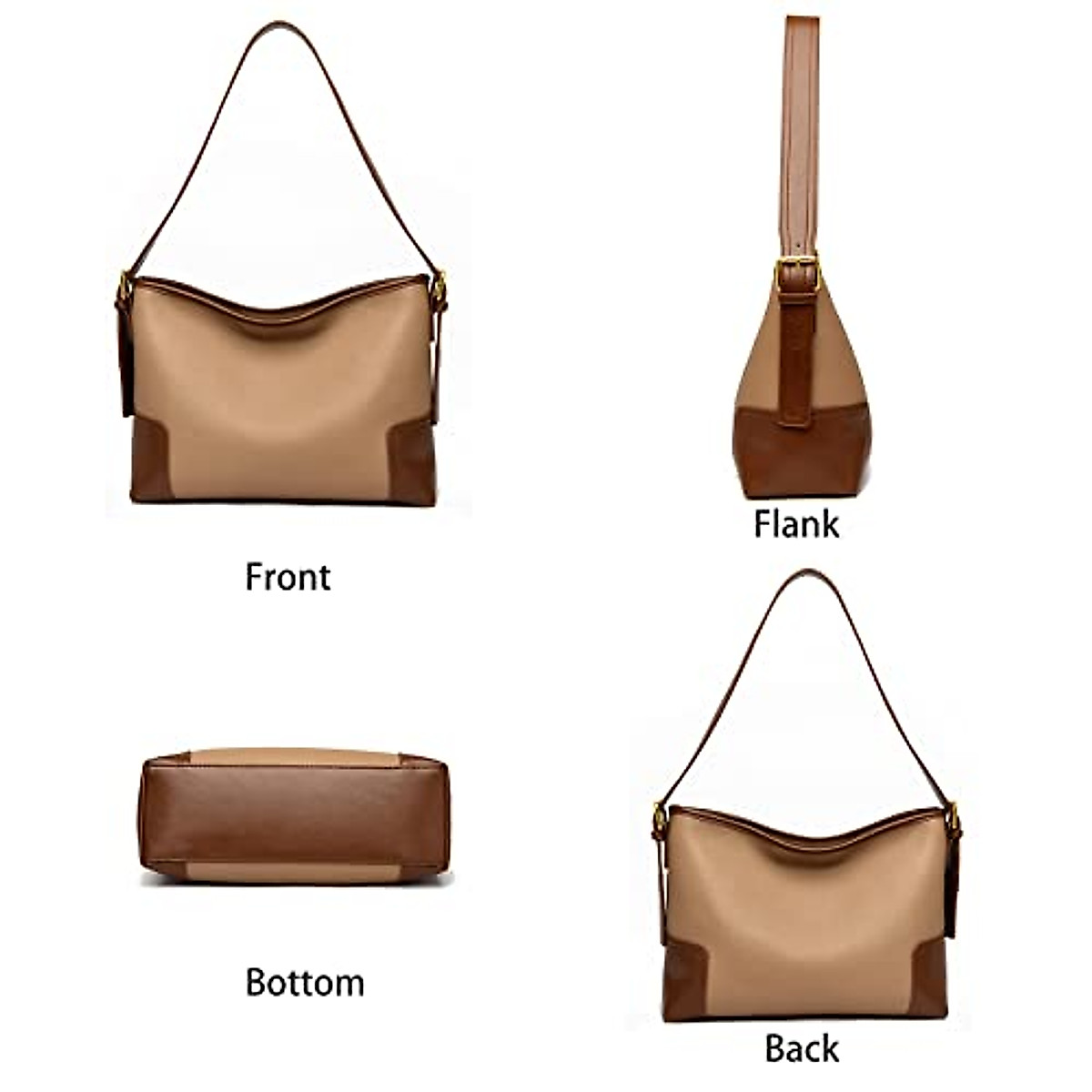TarsaMult Hobo Bags for Women Soft Faux Leather Shoulder Crossbody Ladies Purses and Handbags Fashion Large Bucket Tote Bag(6140 Khaki)
