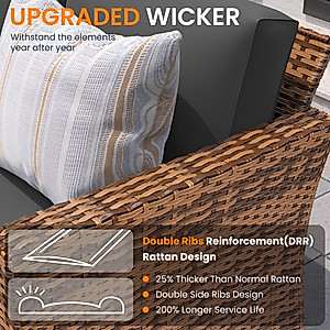 UDPATIO Patio Furniture Set, 6 Pieces Outdoor Conversation Sets with Rocking Swivel Chairs, Wicker Rattan Outdoor Sofa Set with Storage Table and Waterproof Covers for Backyard, Deck, Porch