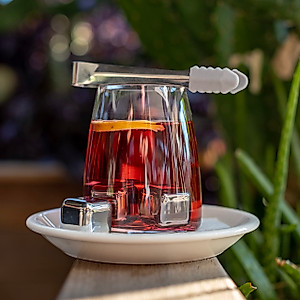 Whiskey Stones Stainless Steel Gift Set for Men, Dad - Reusable Waterless Cooling Ice Cubes with Tongs for Drink, Beverage, Bourbon, Coffee - 4 Pcs with Tongs in Box