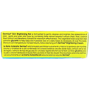 Dermisa Brightening Bar with Kojic Acid, Licorice Root, Bearberry Extract | NO PARABENS, NO SULFATES | 3 OZ | Pack of 3