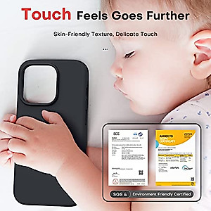 TOCOL 5-in-1 iPhone 14 Pro Max Case: Slim Liquid Silicone, 2 Screen & Camera Protectors, Anti-Scratch, Drop Protection, Black