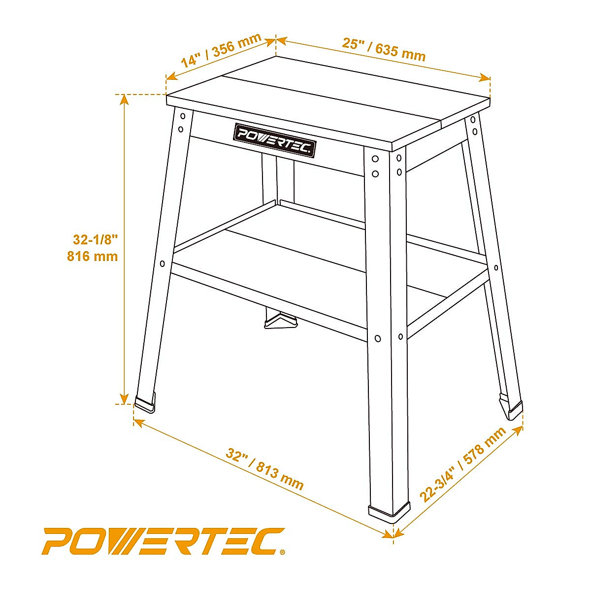 POWERTEC Universal Tool Stand with MDF Split Top and WEN Bench Grinder Stand with Water Pot