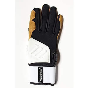 Marucci Blacksmith Full-Wrap Baseball Batting Gloves, White/Black, Adult Large