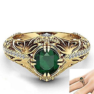 Bansriracha14K Gold Diamond Emerald Wedding Ring Jewelry Ornament Etoile Anillos Diamond Bizuteria for Women Emerald Jade 14K Gemstone Ring (7)