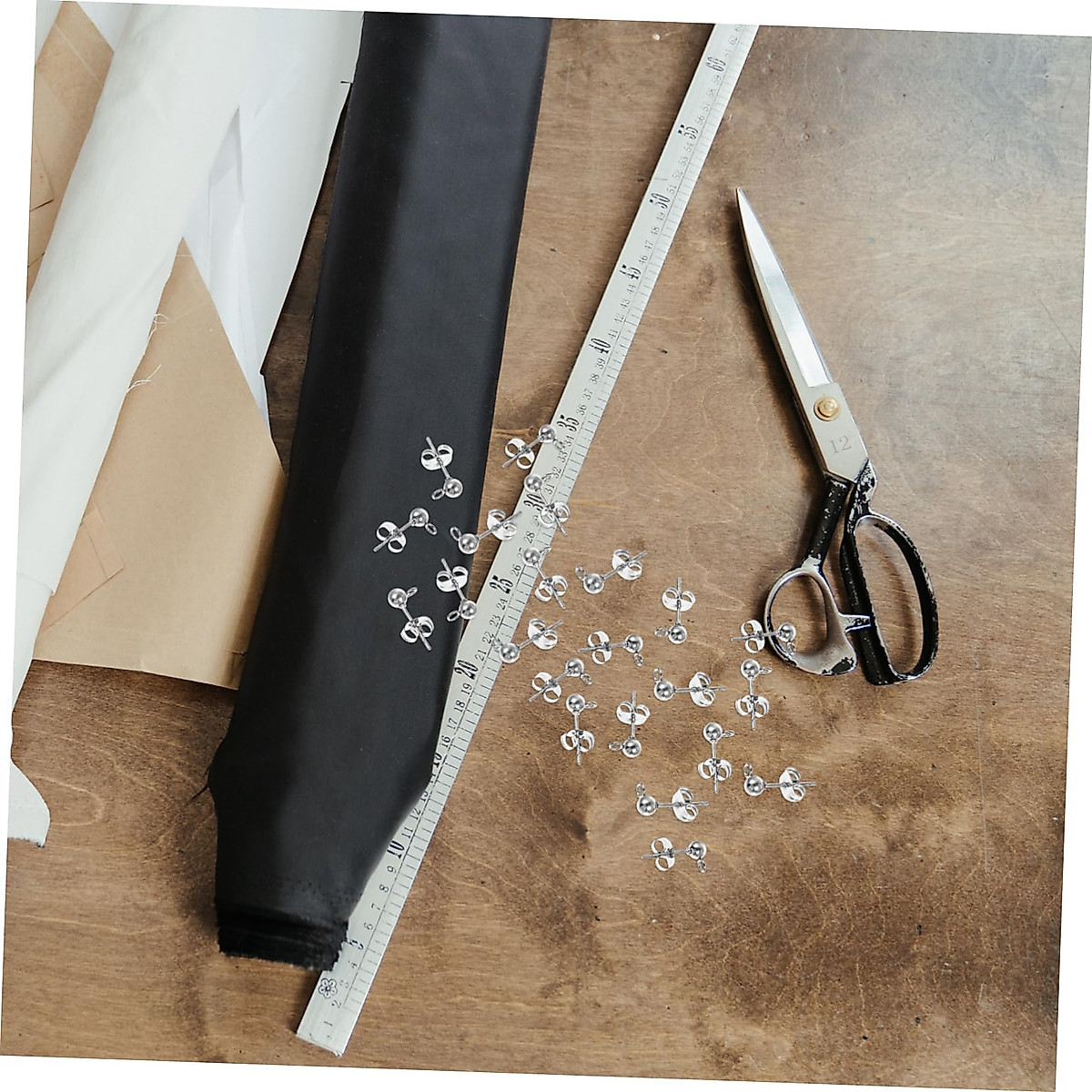 TEHAUX DIY Earrings Set 40pcs Round Bead Ear Studs Stainless Steel Jewelry Pierced Earing Studs for Women Men