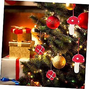 SAFIGLE 8pcs Wool Felt Pendant Crutches Ornament Mushroom Home Decor Mushroom Ornament Felt Christmas Ornaments Xmas Tree Pendants Felt Mushroom Xmas Themed Pendants Felt Xmas Ornaments
