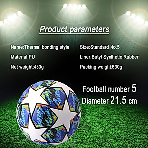 RNNTK 2024 Champions League Football Fans Memorabilia Soccer Regular No. 5 Ball Birthday Present, Size 5