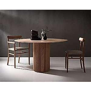 NIUYAO Round Solid Wood Dining Table Black, 35.5" W Circular Tabletop for Dining Room Kitchen Leisure Coffee Table