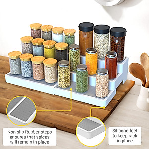 YAN & HIN Pack of 2, 3-Tier Spice Racks, Expandable and Non-Skid, Ideal as Medicine Cabinet Organizer, Kitchen Shelf Pantry Organizer, and Seasoning Organizer, Canned Food Organizer