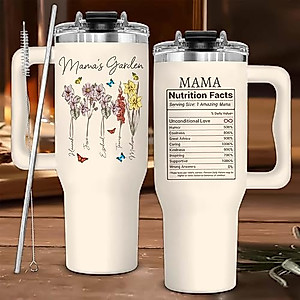 Personalized Custom Mama Tumbler, Mothers Day Tumbler Gifts, Mama Tumblers With Handle and Straw, Mommy Cups, New Moms Gifts, Birthday, Christmas