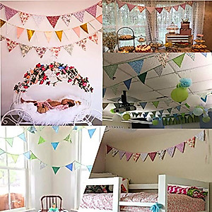 10M/32Ft Triangle Bunting Banner, 36 Pcs Cotton Fabric Flags Pennant Garlands for Birthday Party, Wedding, Baby Shower, Outdoor and Home Decorations (Pink)