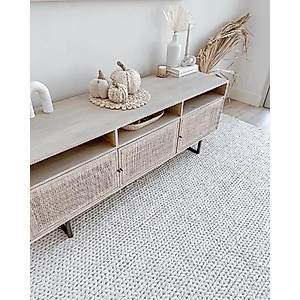 Generic Pella Off White Rug/Ivory/Cream Rug for Living Room, Ivory Area Rugs for Bedroom, Off White Living Room Rugs, Chunky Rug, Knotted Cozy Soft Wool Rug, Aesthetic Rug (8x10)